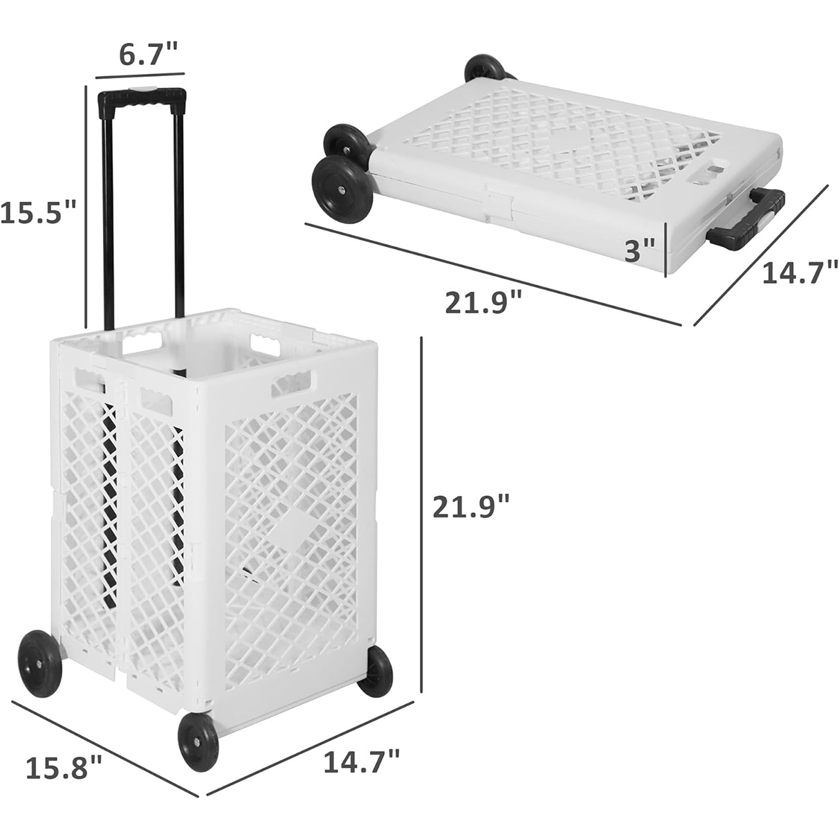 Large Folding Shopping Cart Swivel Wheels Compact Rolling - Temu