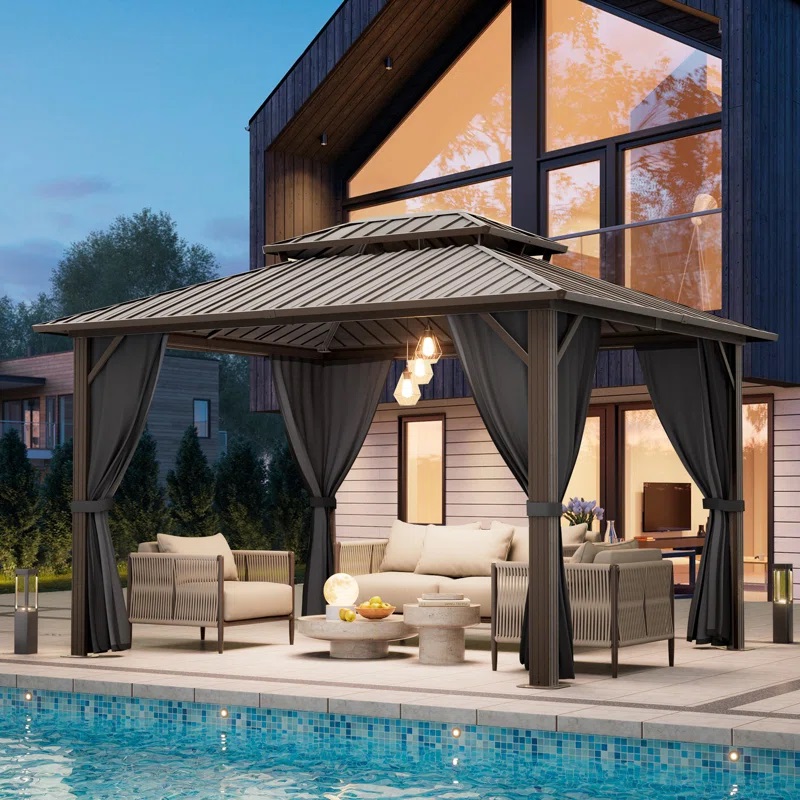 10' X 12' Gazebo Aluminum Frame Canopy Galvanized - Temu