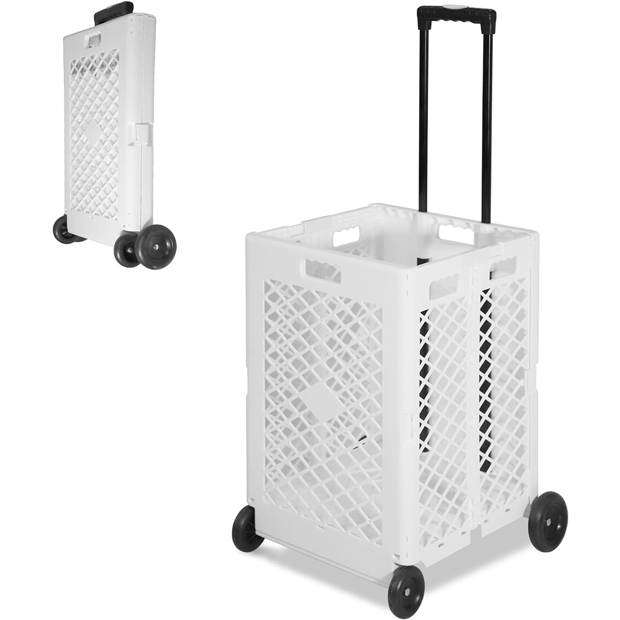 Large Folding Shopping Cart Swivel Wheels Compact Rolling - Temu