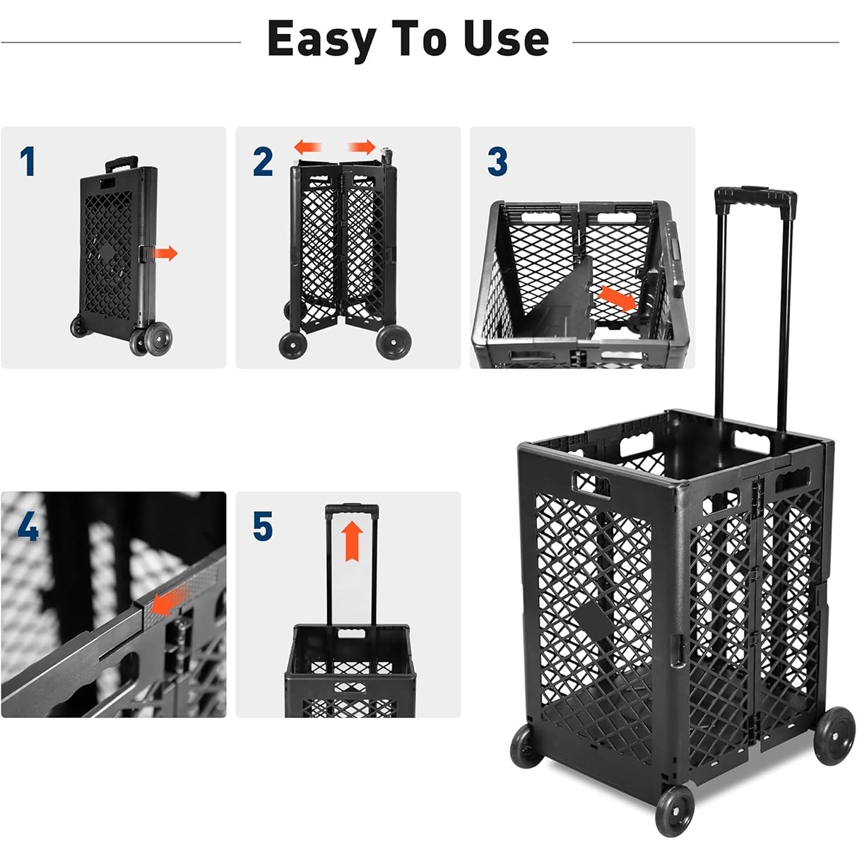 Foldable Rolling Crate Wheels Folding Heavy Duty Collapsible - Temu