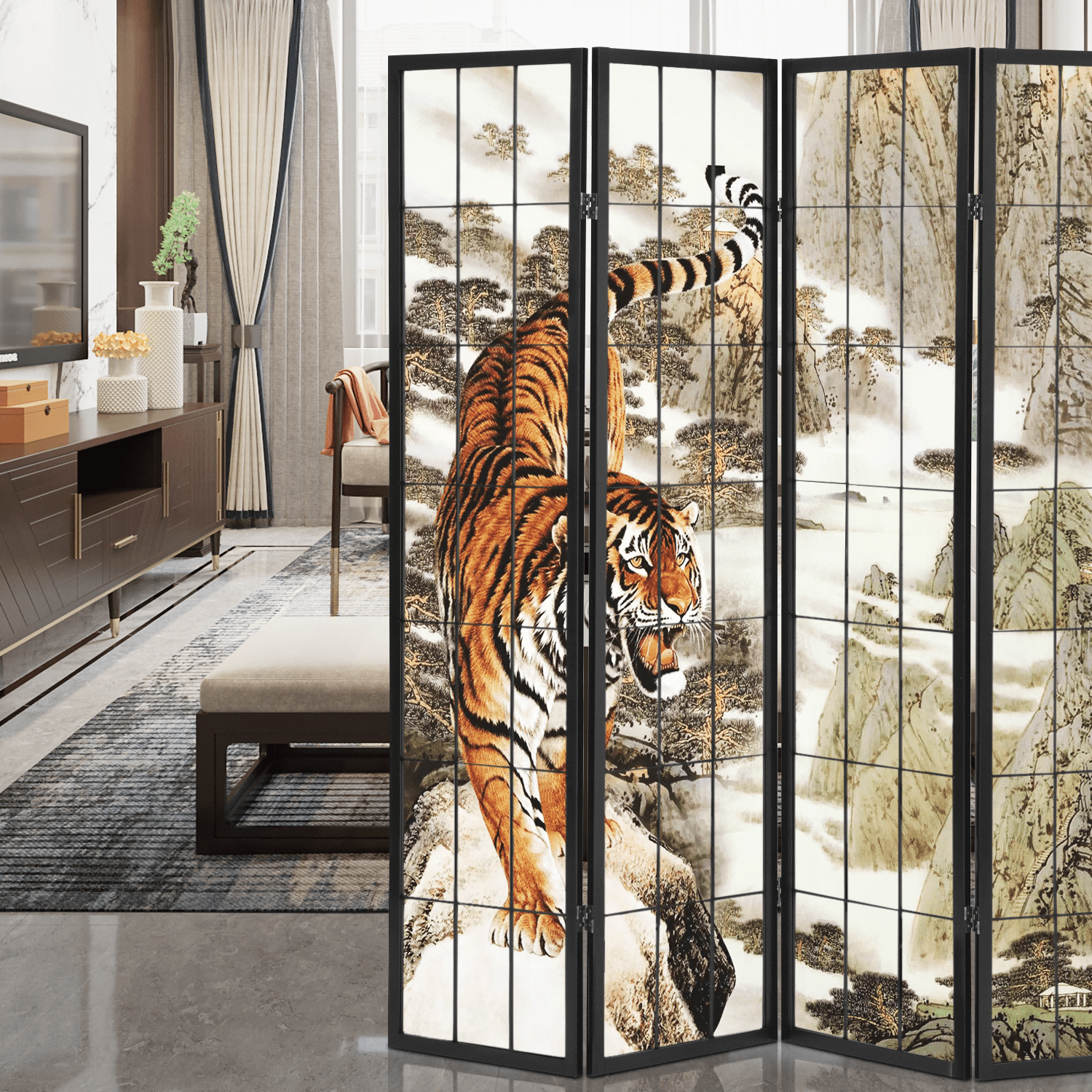 Privacy Screen Room Divider Tiger Pattern - Temu