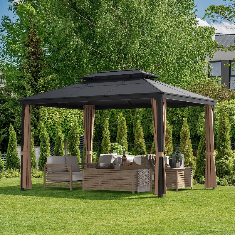 10' x 13' gazebo outdoor polycarbonate double roof - Temu