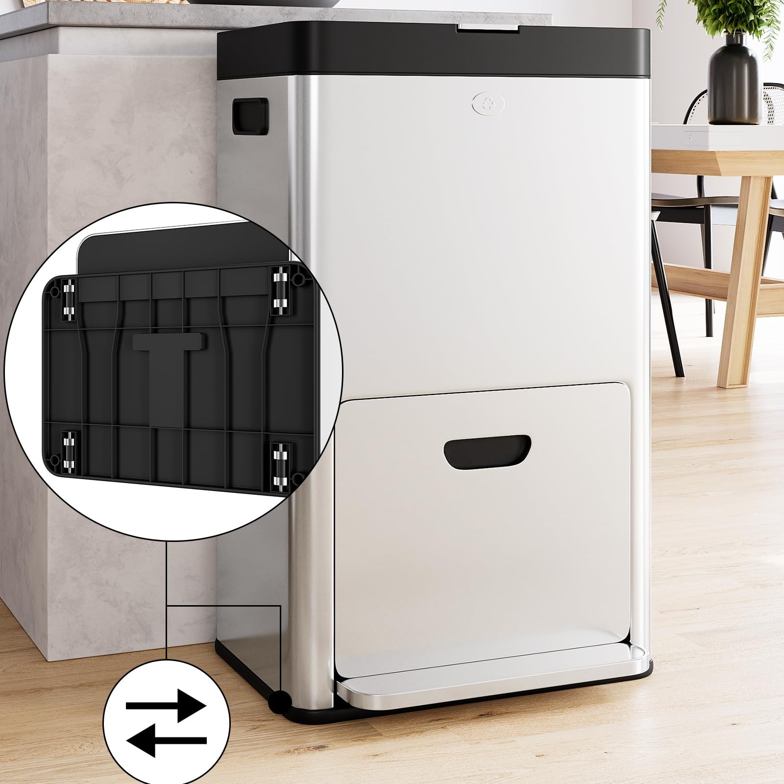 Tall Trash Lid Dual Tiers 14 Gal Stainless Steel Vertical - Temu