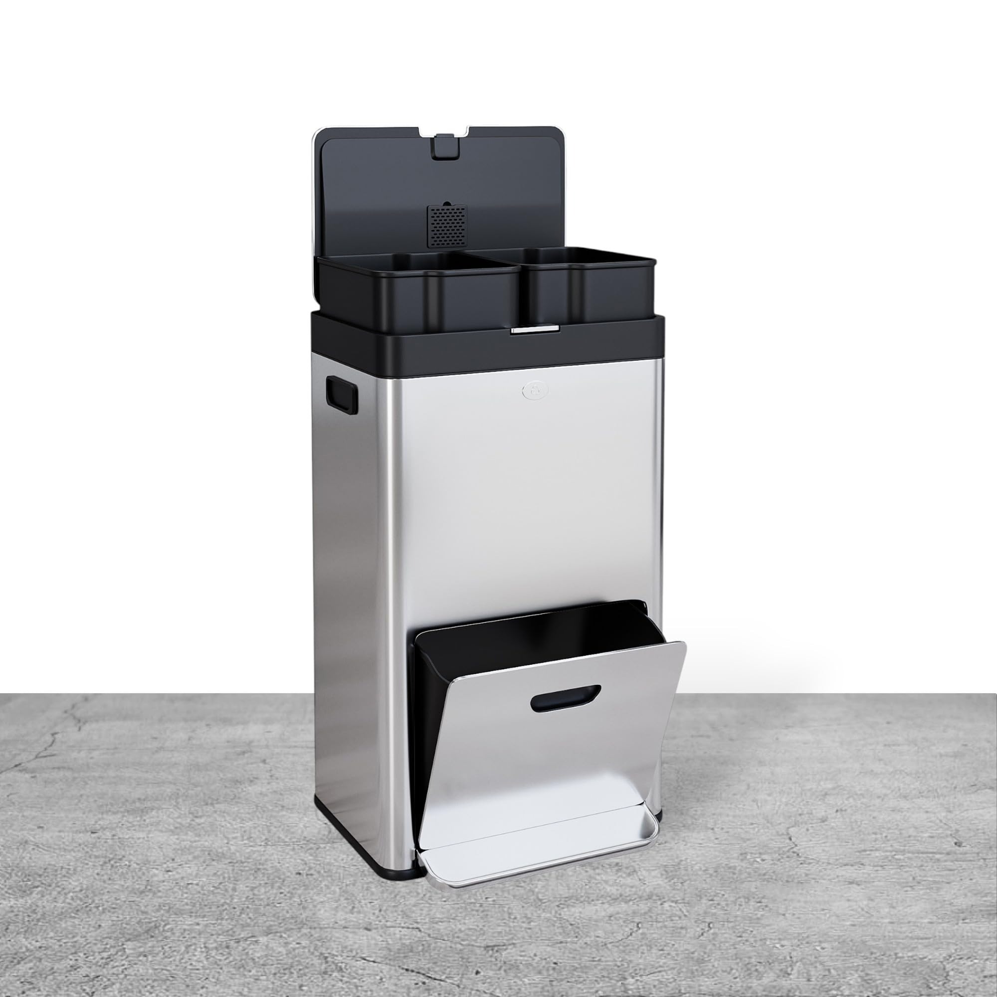 Tall Trash Lid Dual Tiers 14 Gal Stainless Steel Vertical - Temu