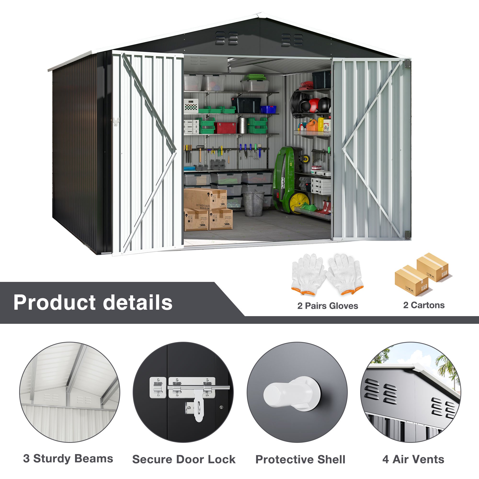 Outdoor Storage Shed Metal Garden Shed - Temu