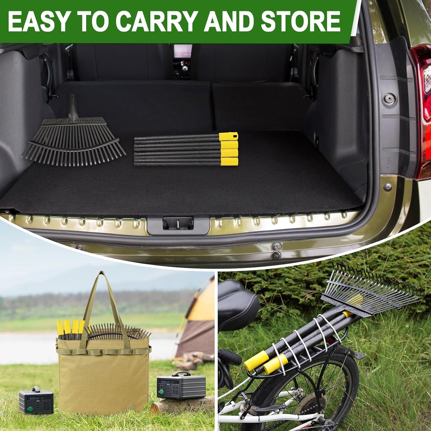 65 Inch Rake For Leaves, Rakes For Lawns Heavy Duty Hoe Lawns Leaf Lawn ...