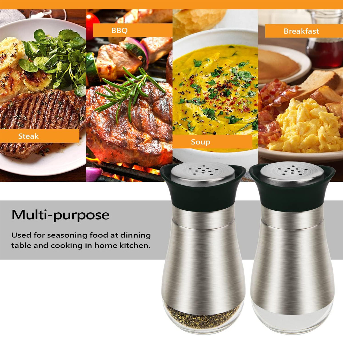 Stainless Steel Salt Pepper Seasoning Jar Set Salt Pepper - Temu
