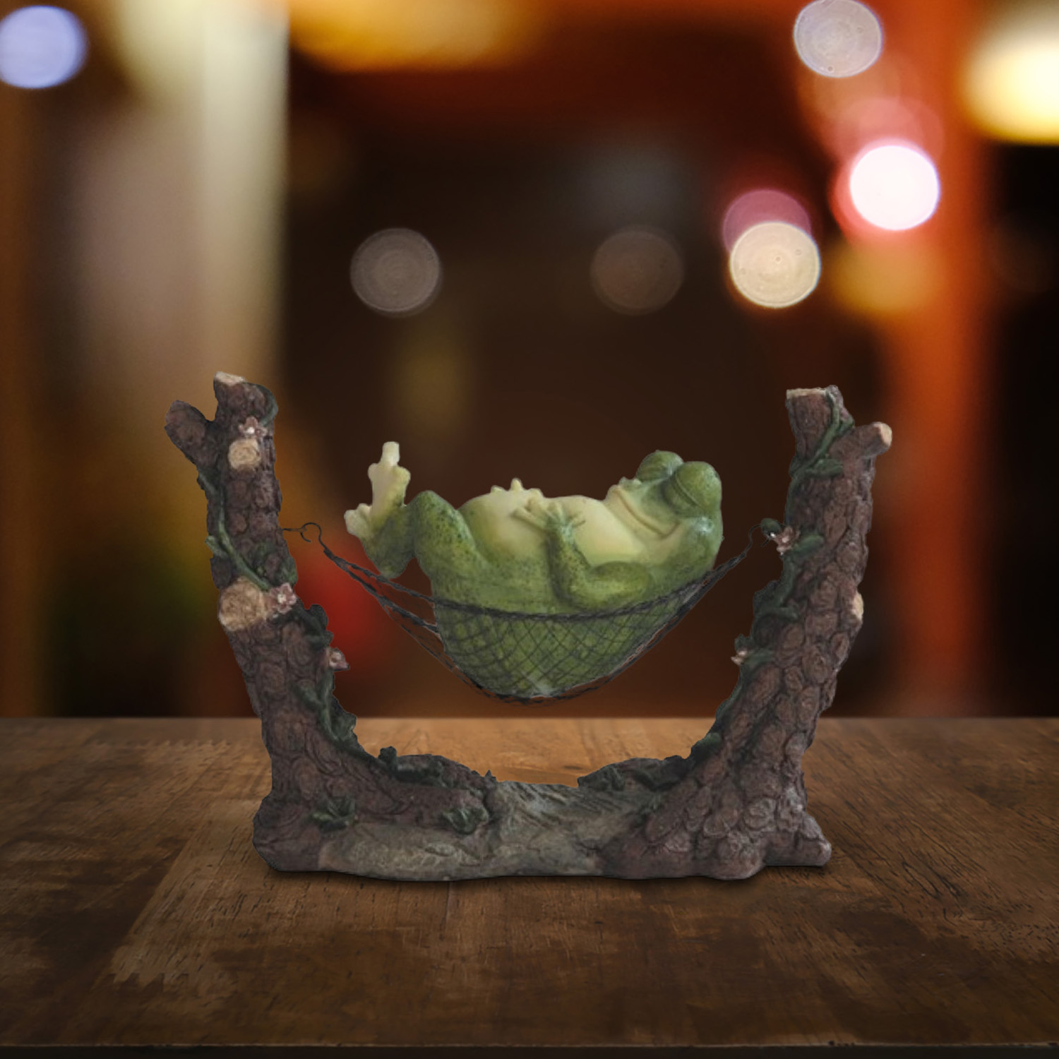 6"h Frog Relaxing Hammock Statue Funny Animal Figurine - Temu