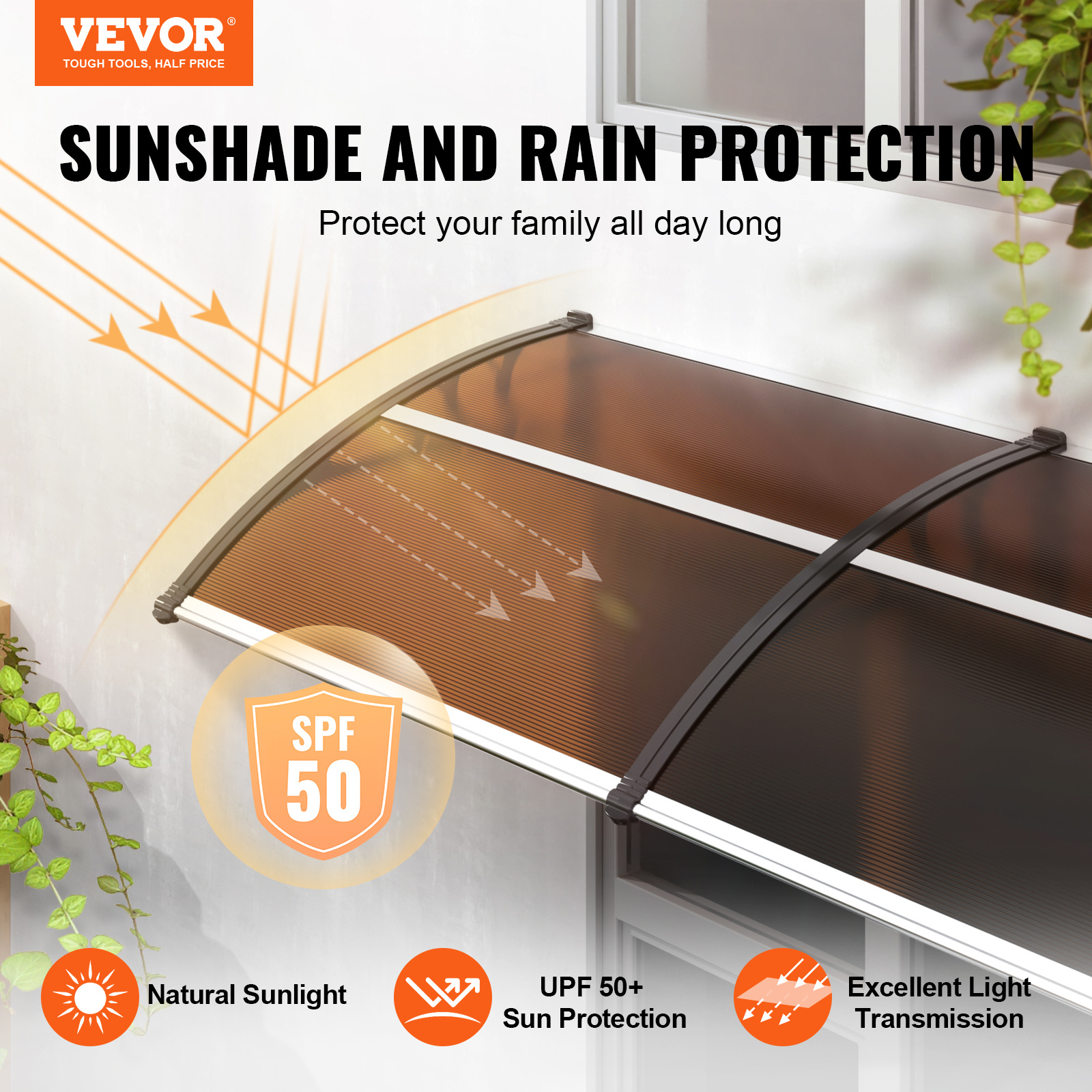 Window Door Awning Canopy Upf 50 Polycarbonate Entry - Temu