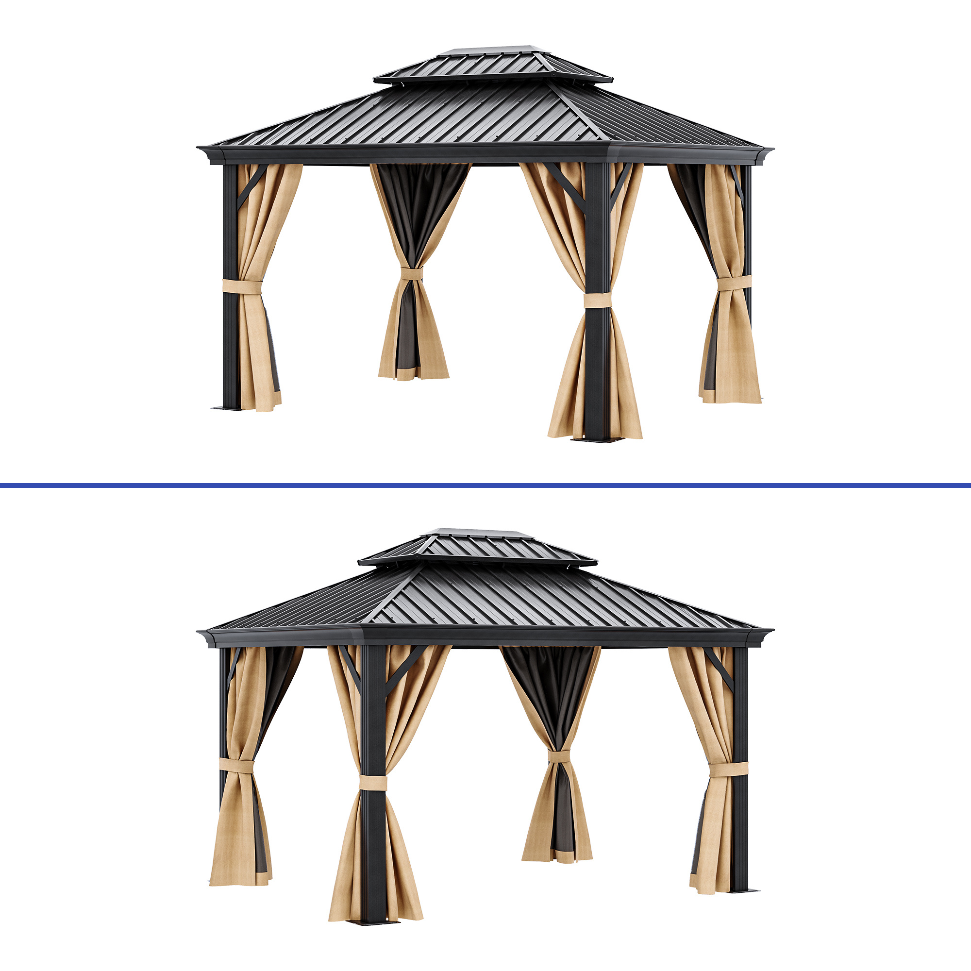 Outdoor Gazebo Double Roof Iron Waterproof - Temu