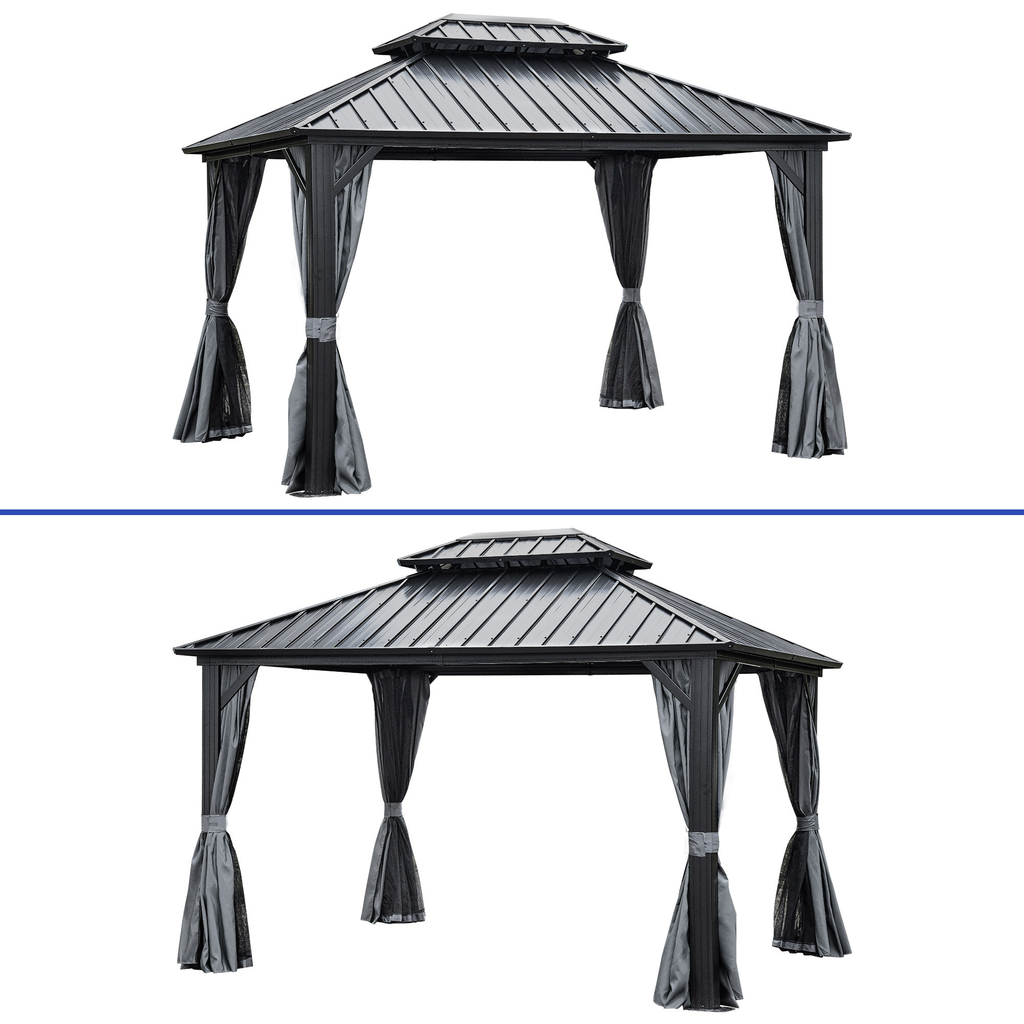 12x10' Heavy Duty Gazebo Galvanized Double Roof Hard - Temu