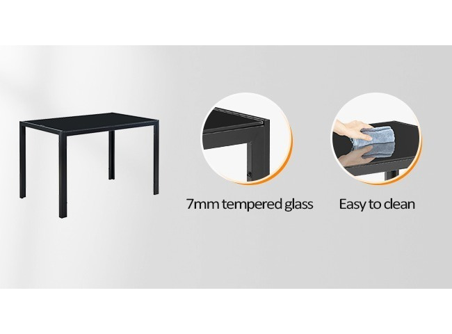 modern dining table set black glass kitchen table pu leather - Temu