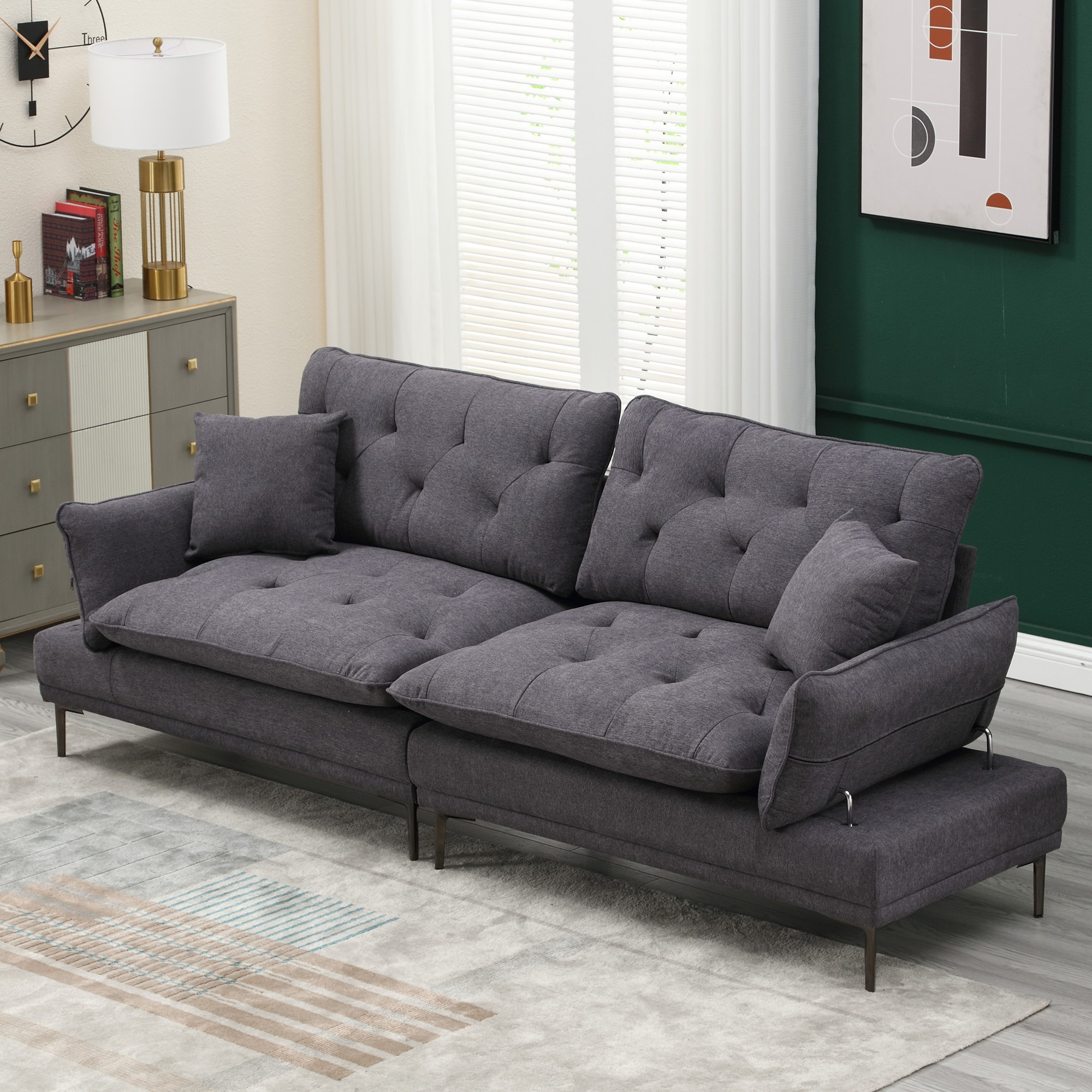 Modern Convertible Futon Sofa Bed Line Multi person Sofa Two - Temu