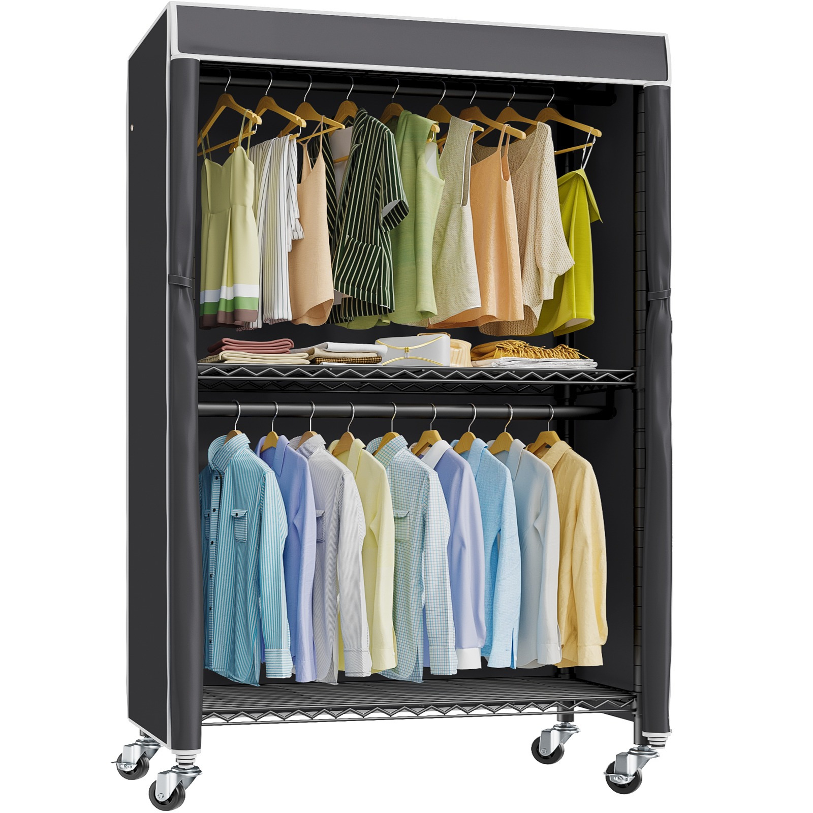 heavy duty rolling garment rack cover - Temu