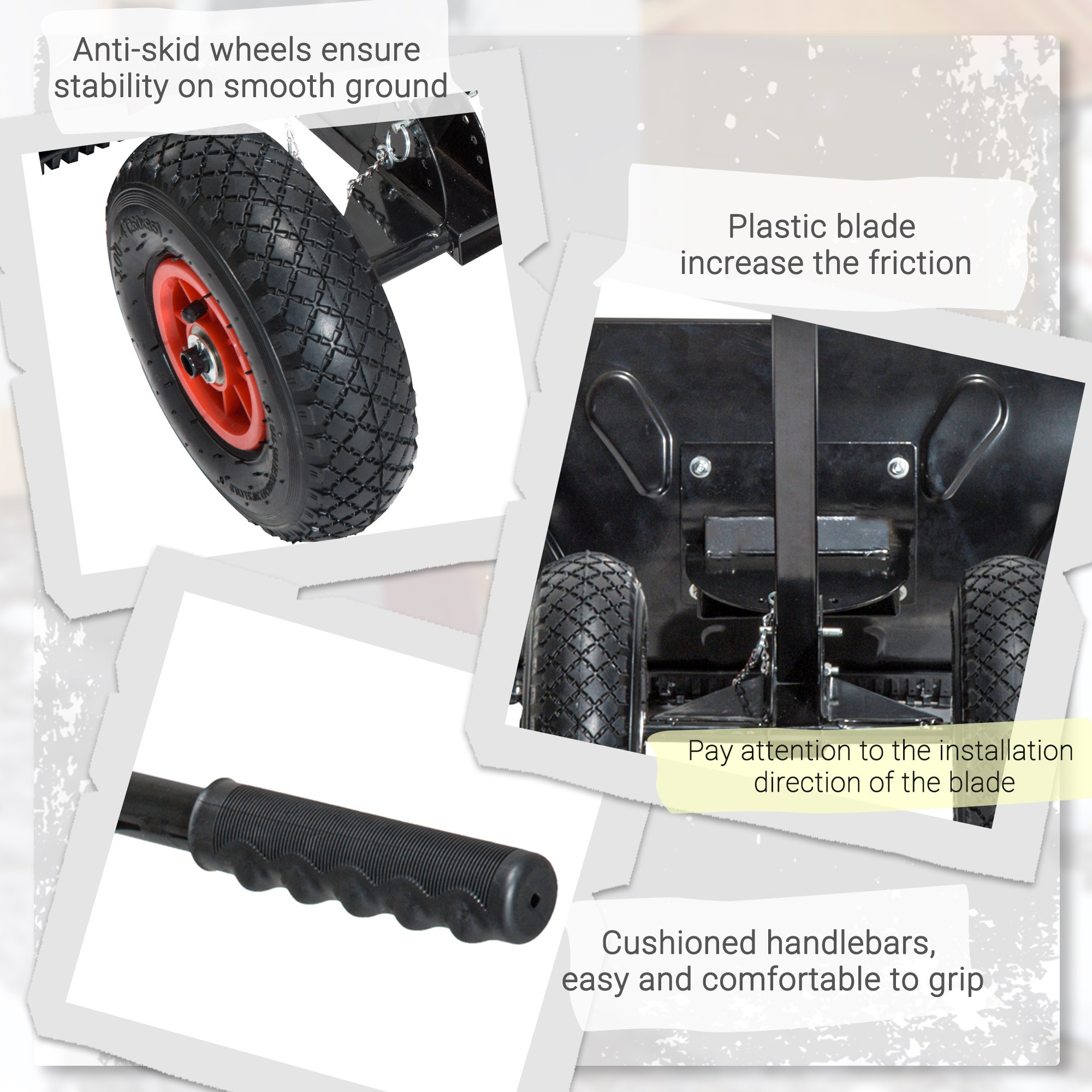 Snow Shovel Wheels Snow Pusher Cushioned Adjustable - Temu