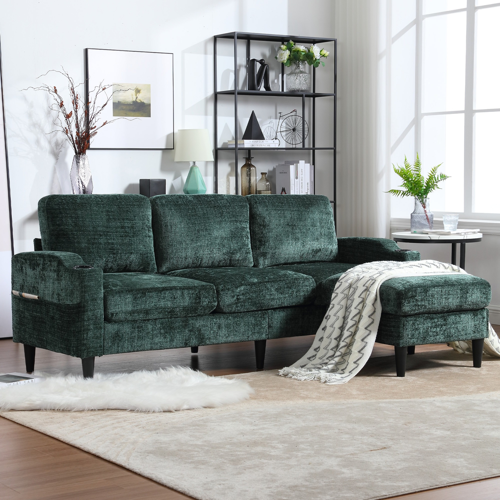 Modern Upholstered Sectional Sofa Removable Storage Ottoman - Temu