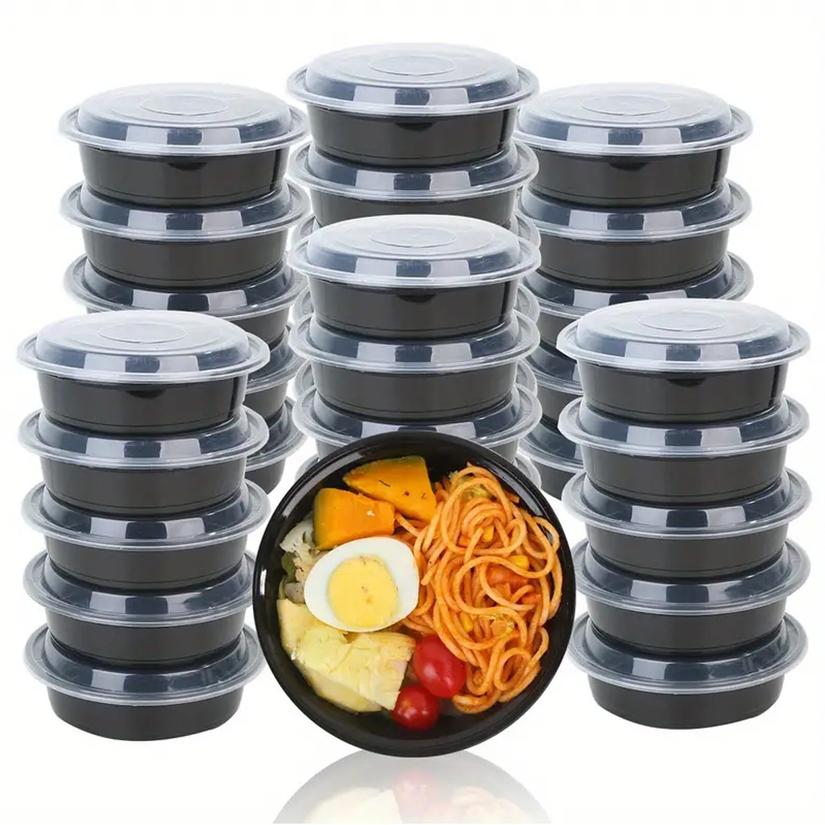 Round Meal Prep Container Lid Stackable Reusable Plastic - Temu