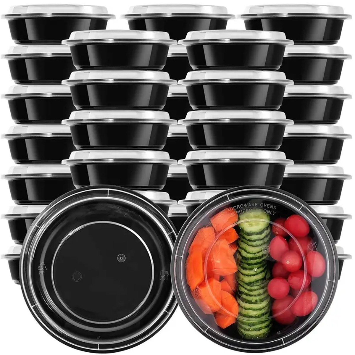 Round Meal Prep Container Lid Stackable Reusable Plastic - Temu