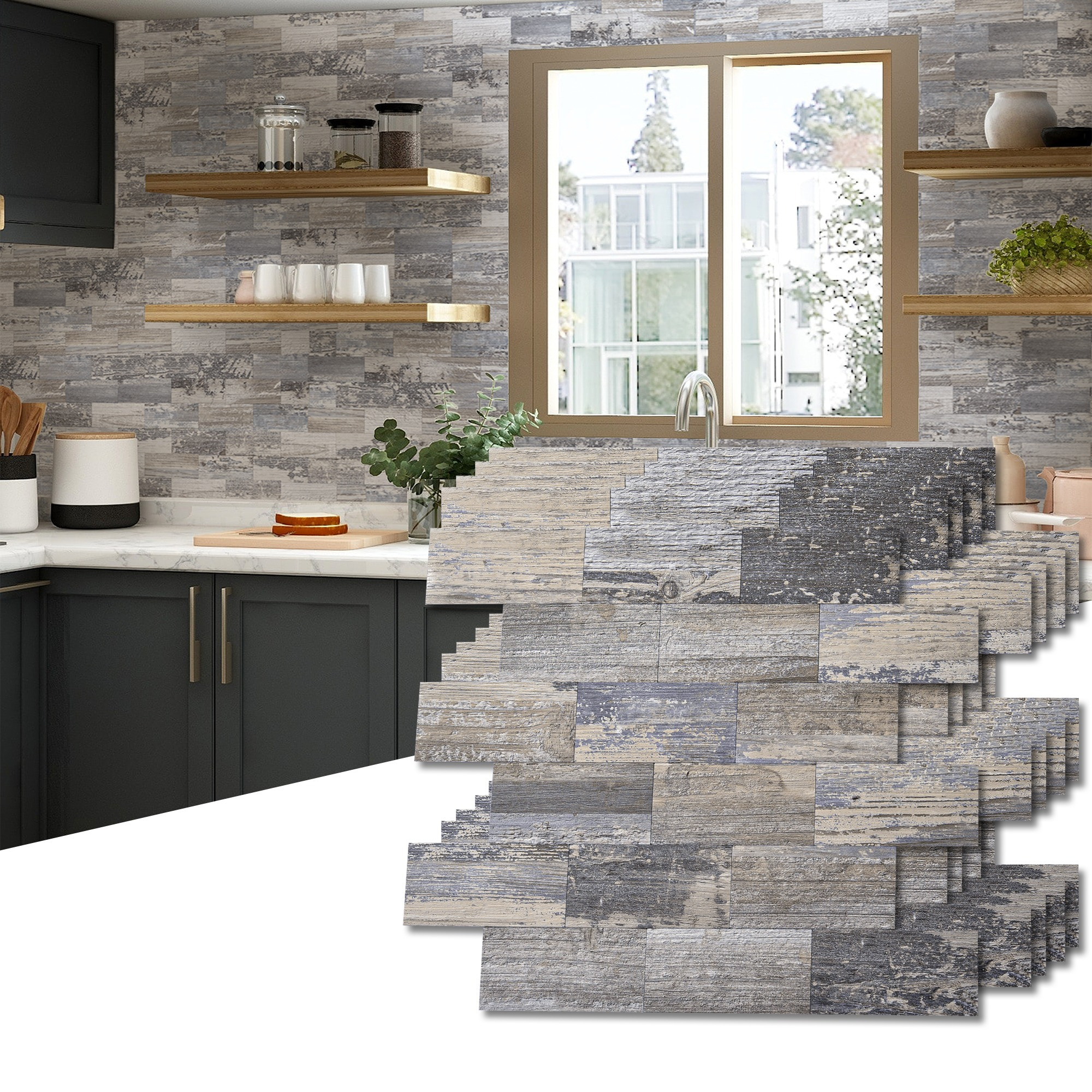 Peel Stick Pvc Wall Panels Kitchen Backsplash Bathroom - Temu