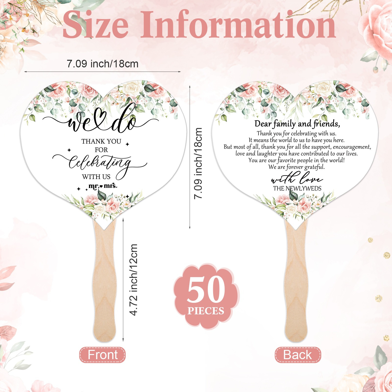 Wedding Fans Guests Flower Wedding Favors 50 - Temu