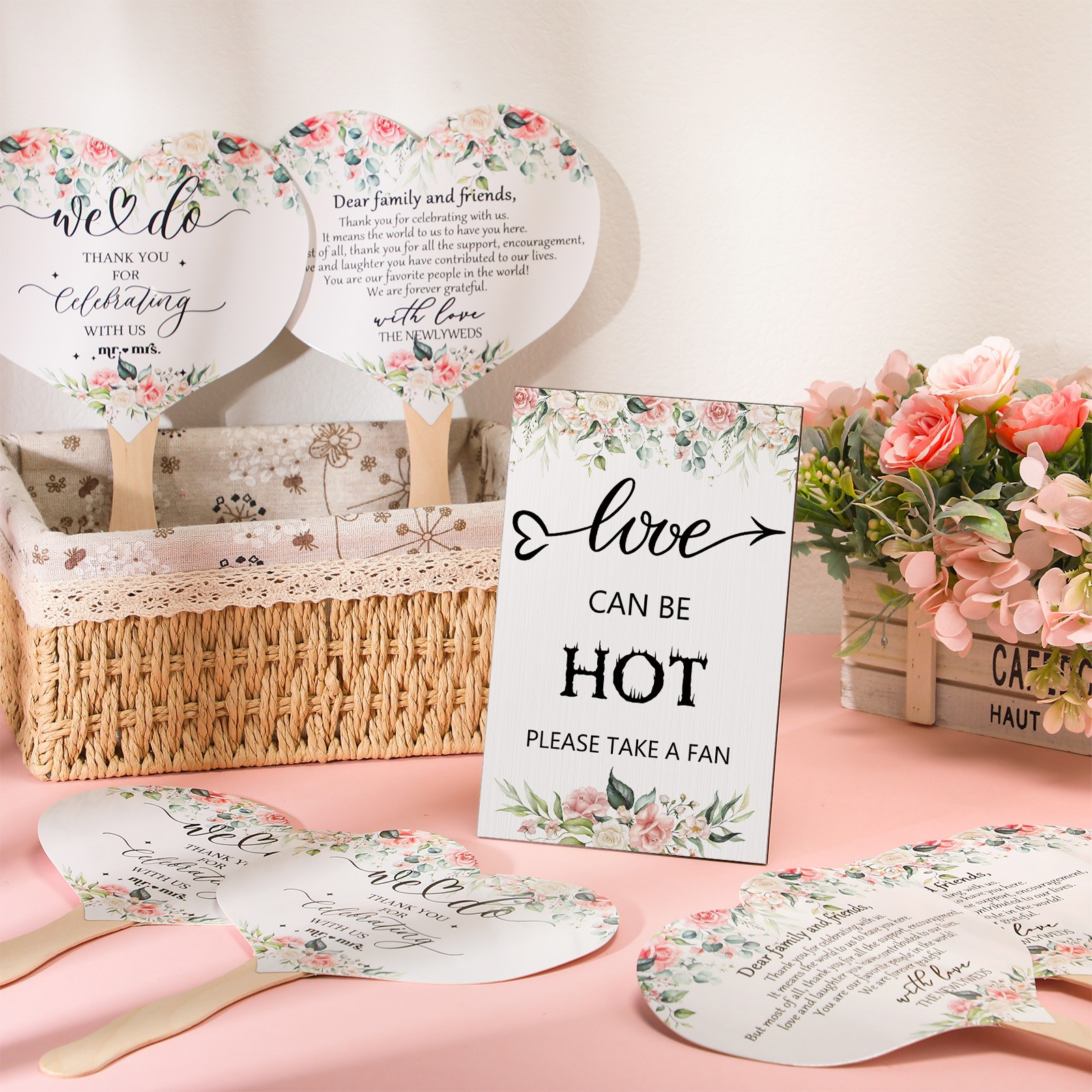 Wedding Fans Guests Flower Wedding Favors 50 - Temu