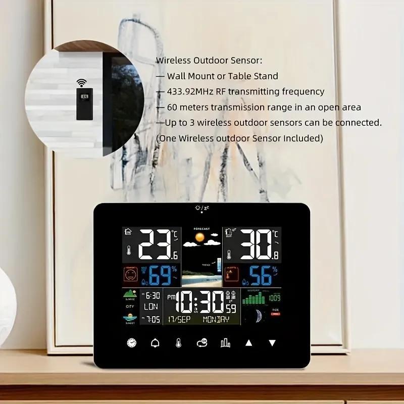 lcd colour screen weather forecast electronic clock indoor and outdoor ...