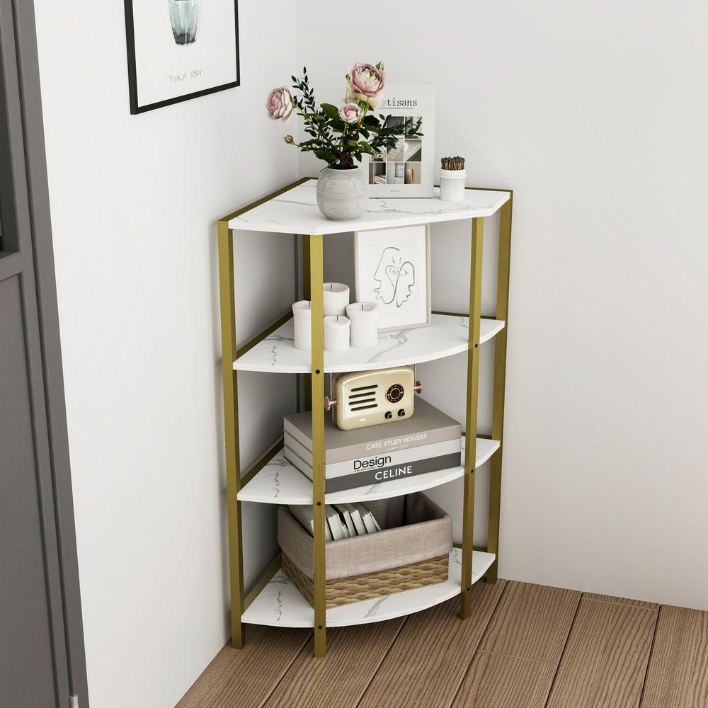 4 Tier Corner Open Shelf Bookcase Freestanding Shelving Unit - Temu