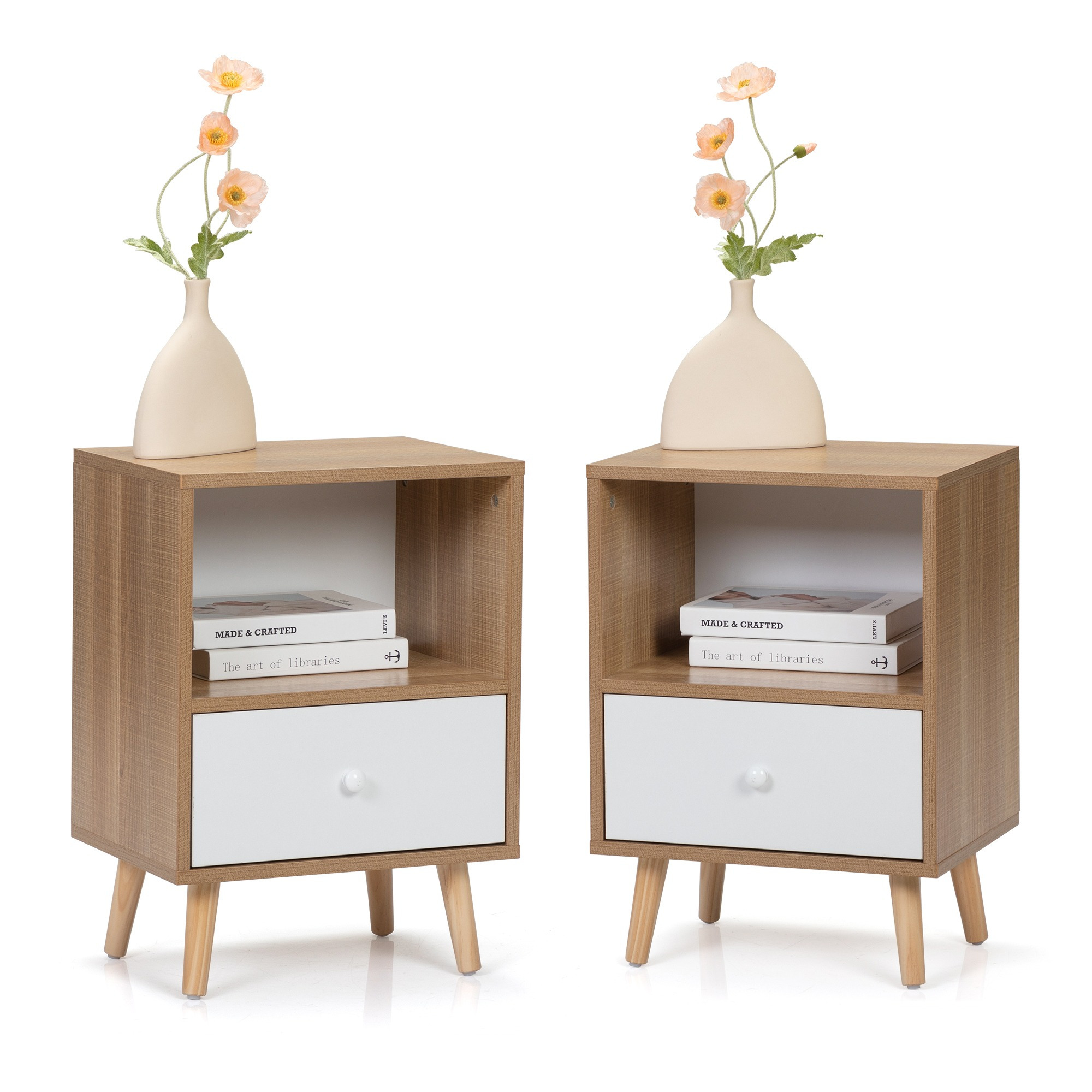 Modern Industrial Nightstand Tapered 2 tier Bedside Table - Temu