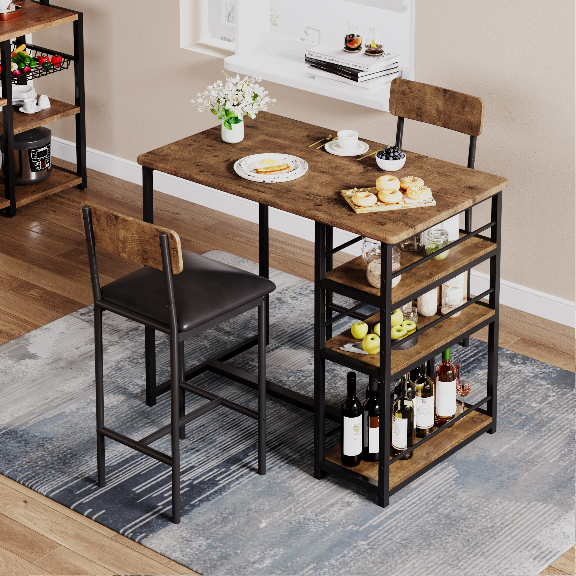 Dining Table Set 2 Counter Height Bar Table Set Upholstered - Temu