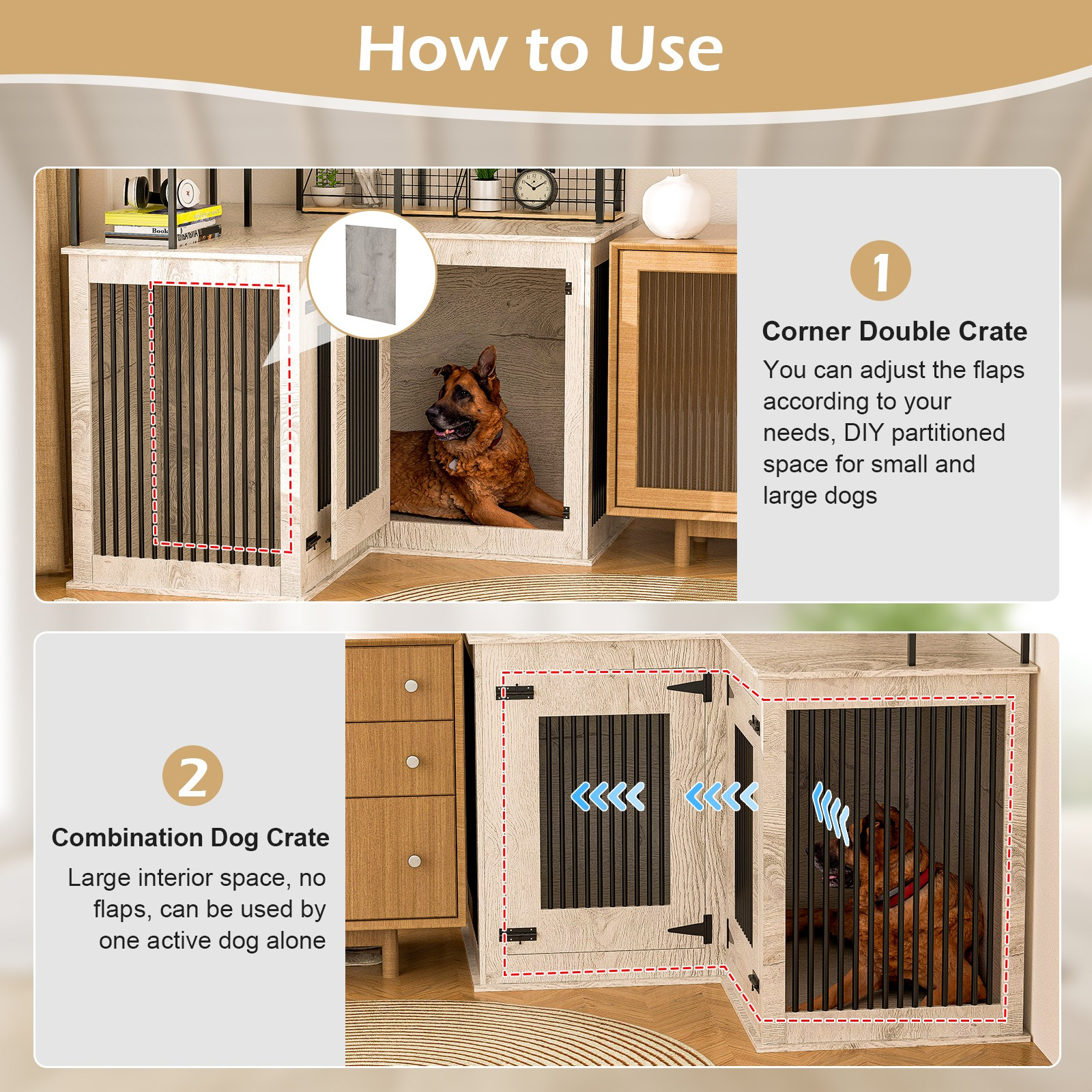 corner dog crate furniture decorative dog crate double door - Temu