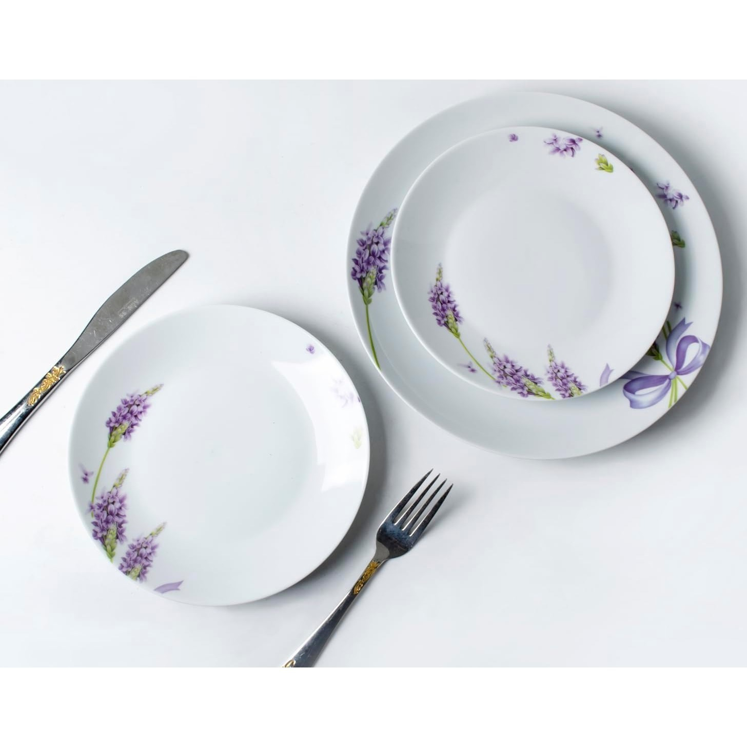 Porcelain Kitchen Dinnerware Set Purple Lavender Pattern - Temu