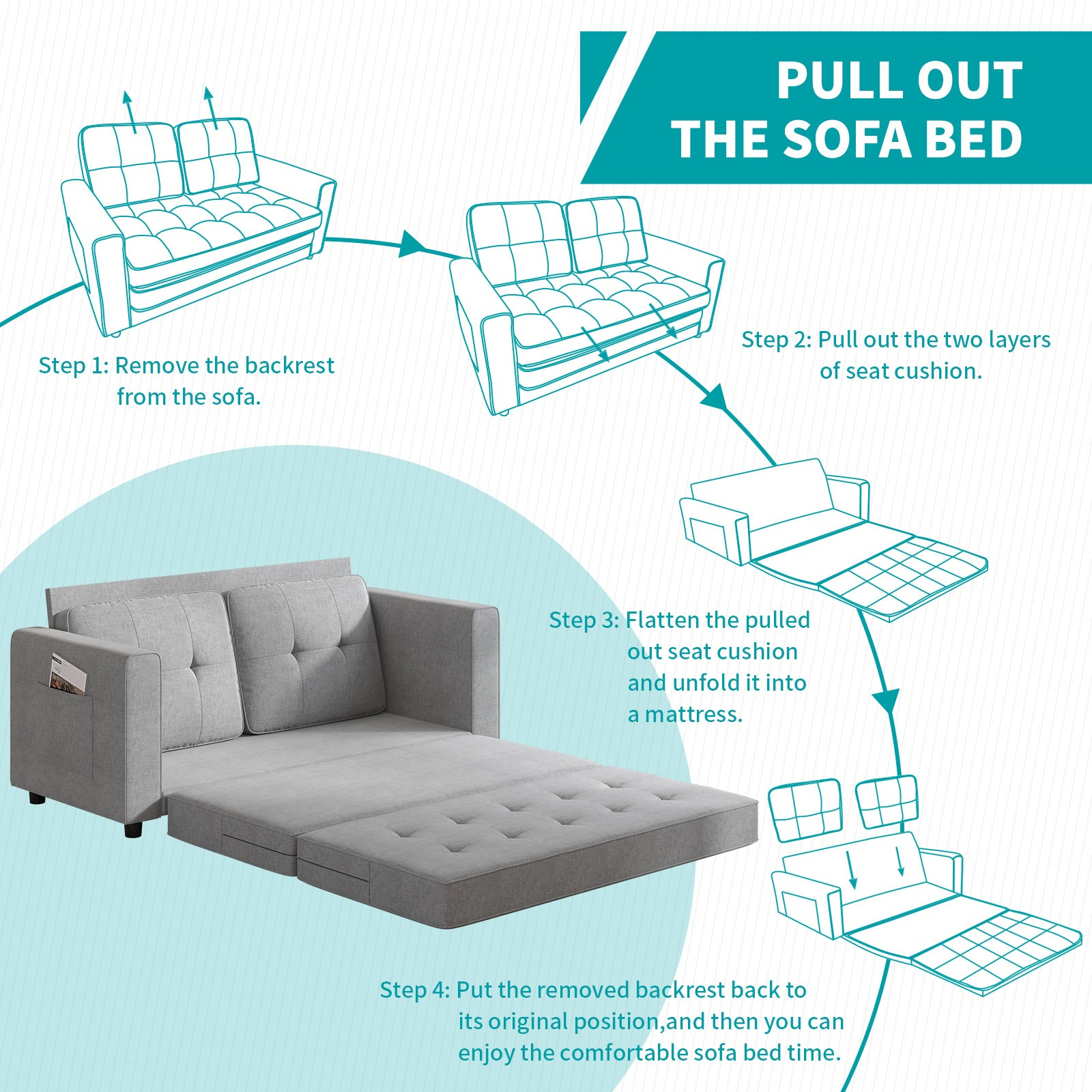 2 in 1 floor sleeper sofa bed pull sofa bed couch loveseat - Temu