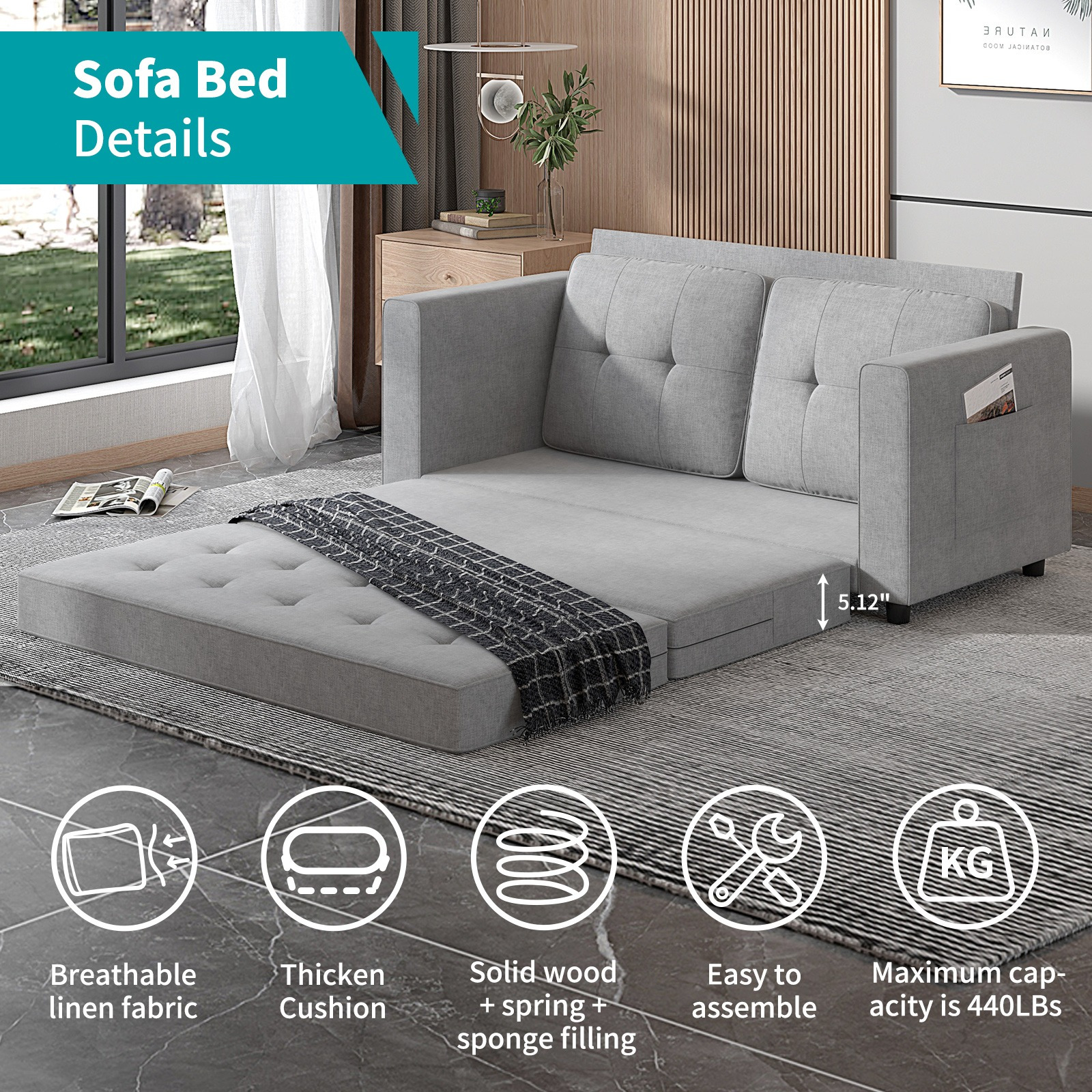 2 in 1 floor sleeper sofa bed pull sofa bed couch loveseat - Temu