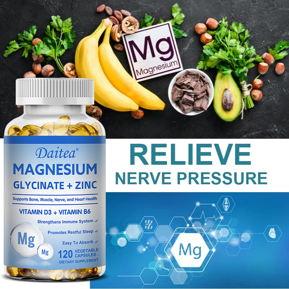 Magnesium Glycinate Zinc Supplement Vitamin D3 B6 Supports - Temu