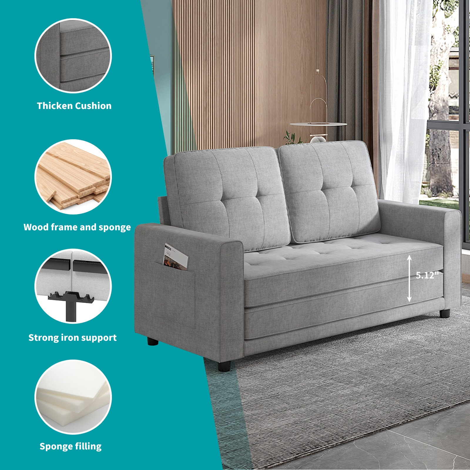 2 in 1 floor sleeper sofa bed pull sofa bed couch loveseat - Temu