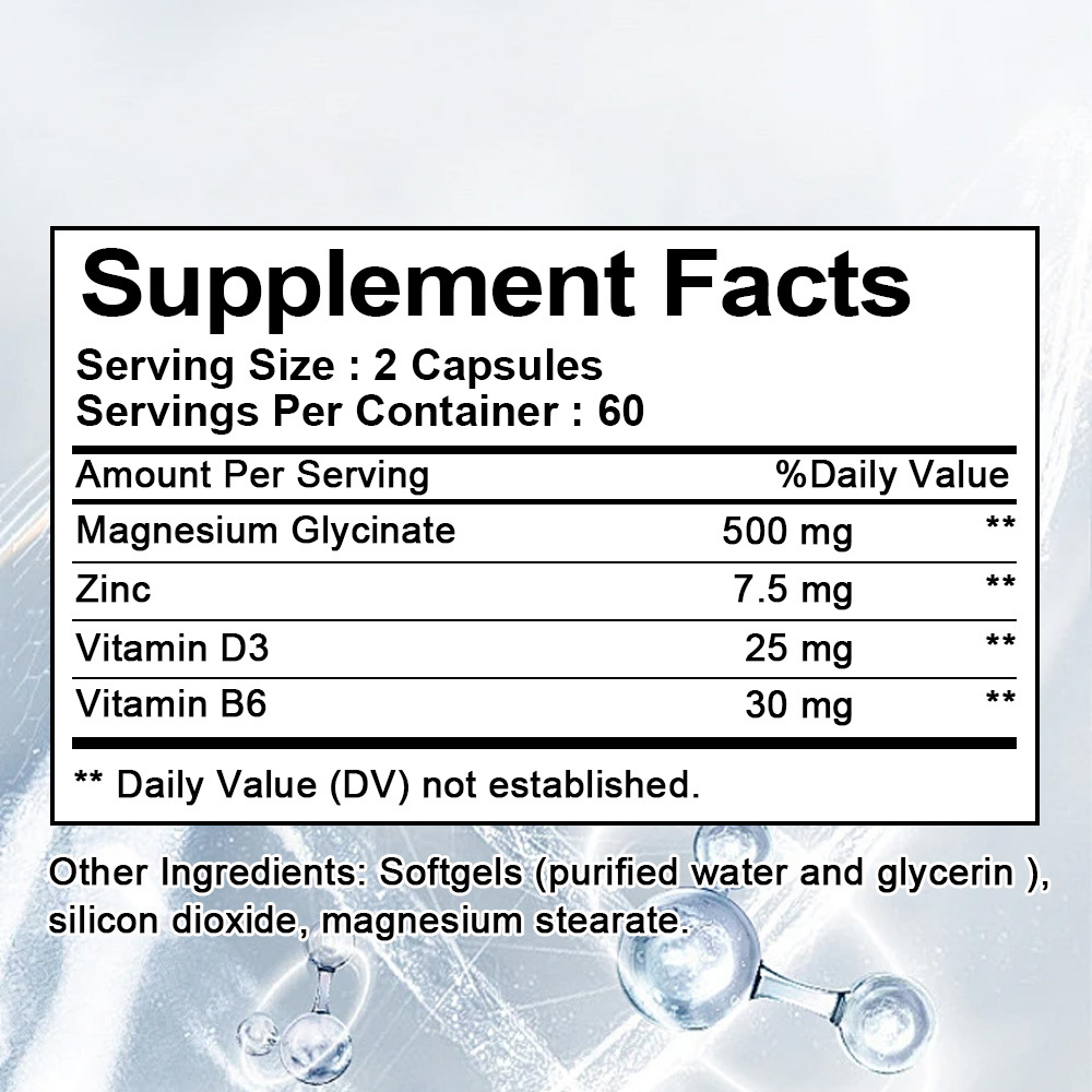 Magnesium Glycinate Zinc Supplement Vitamin D3 B6 Supports - Temu