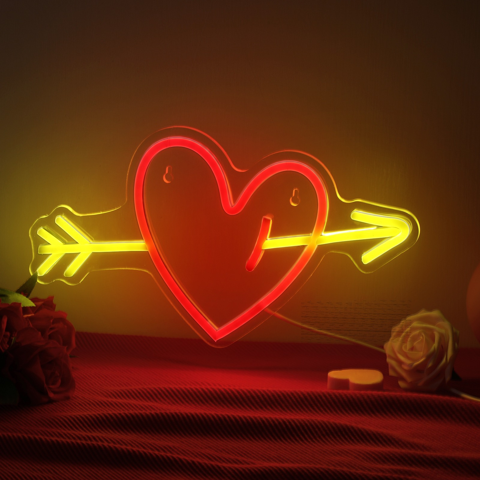 red heart neon sign for wall decor, led neon light usb powered for ...