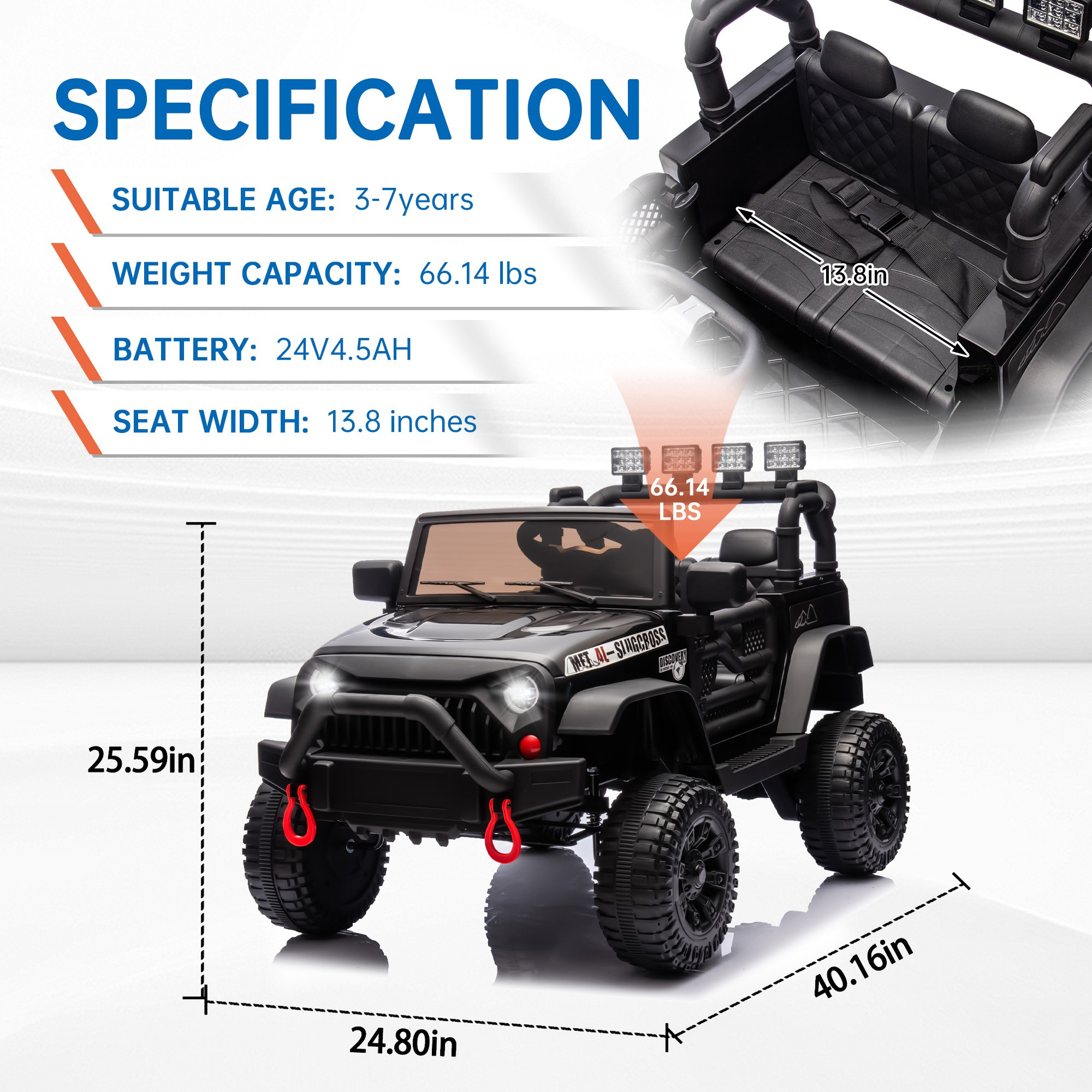 24 ride car w/parents remote control four wheel - Temu