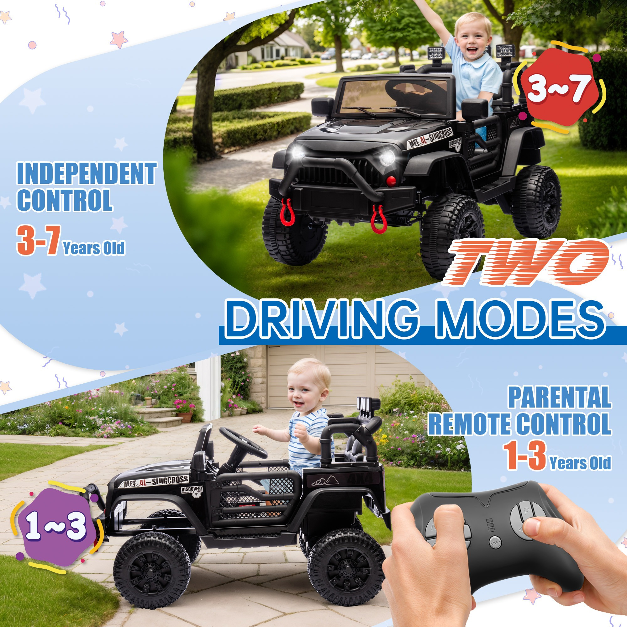 24 Ride Car W/parents Remote Control Four Wheel - Temu