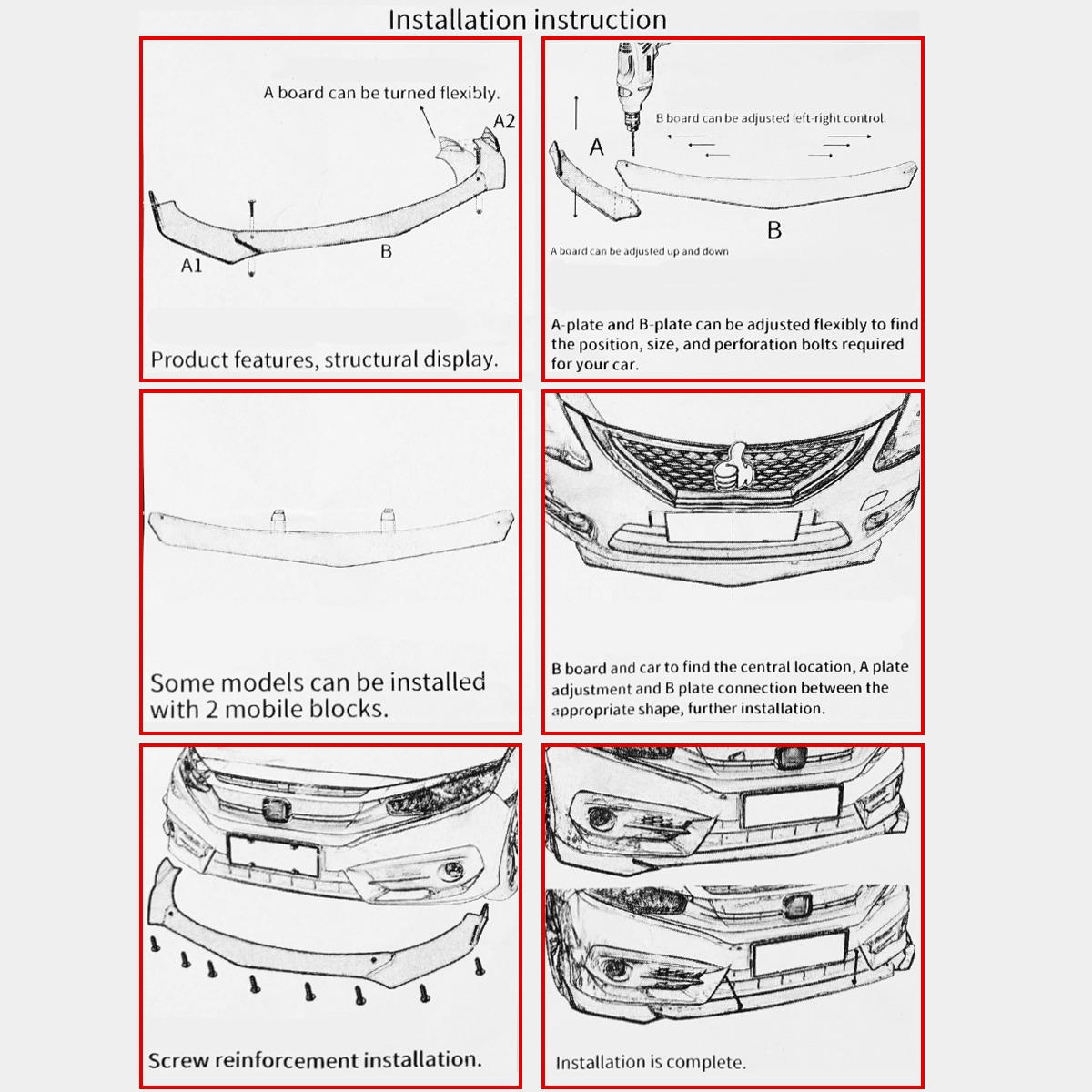 Front Bumper Spoiler Body Kit / Side Skirt - Temu