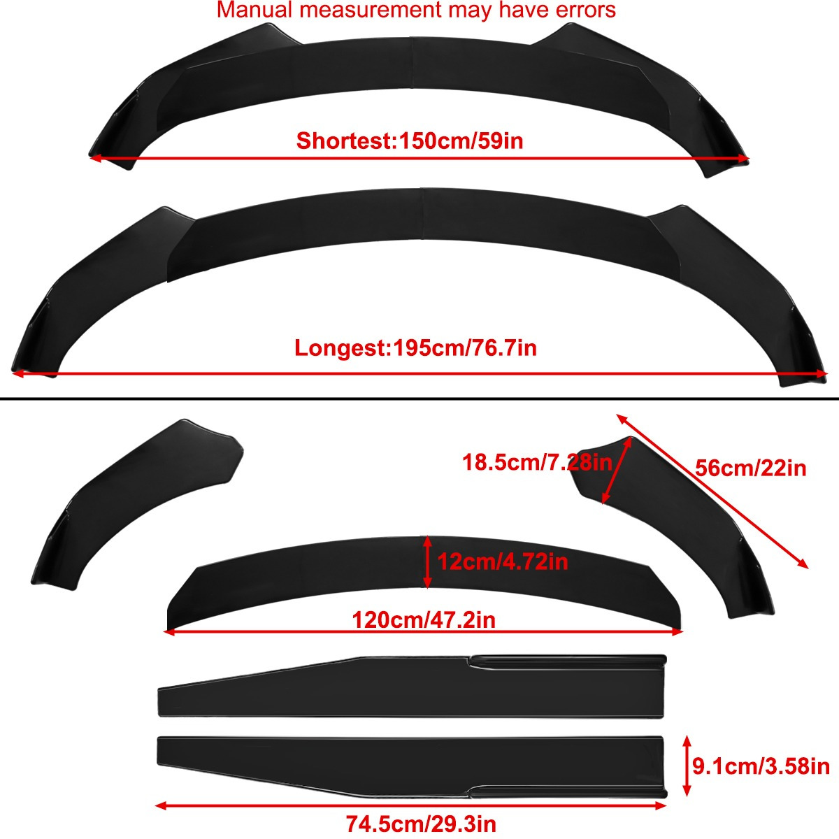 Front Bumper Spoiler Body Kit / Side Skirt - Temu