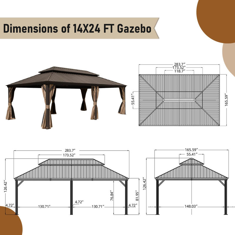 Gazebo Outdoor Gazebo Galvanized Steel Double Roof - Temu