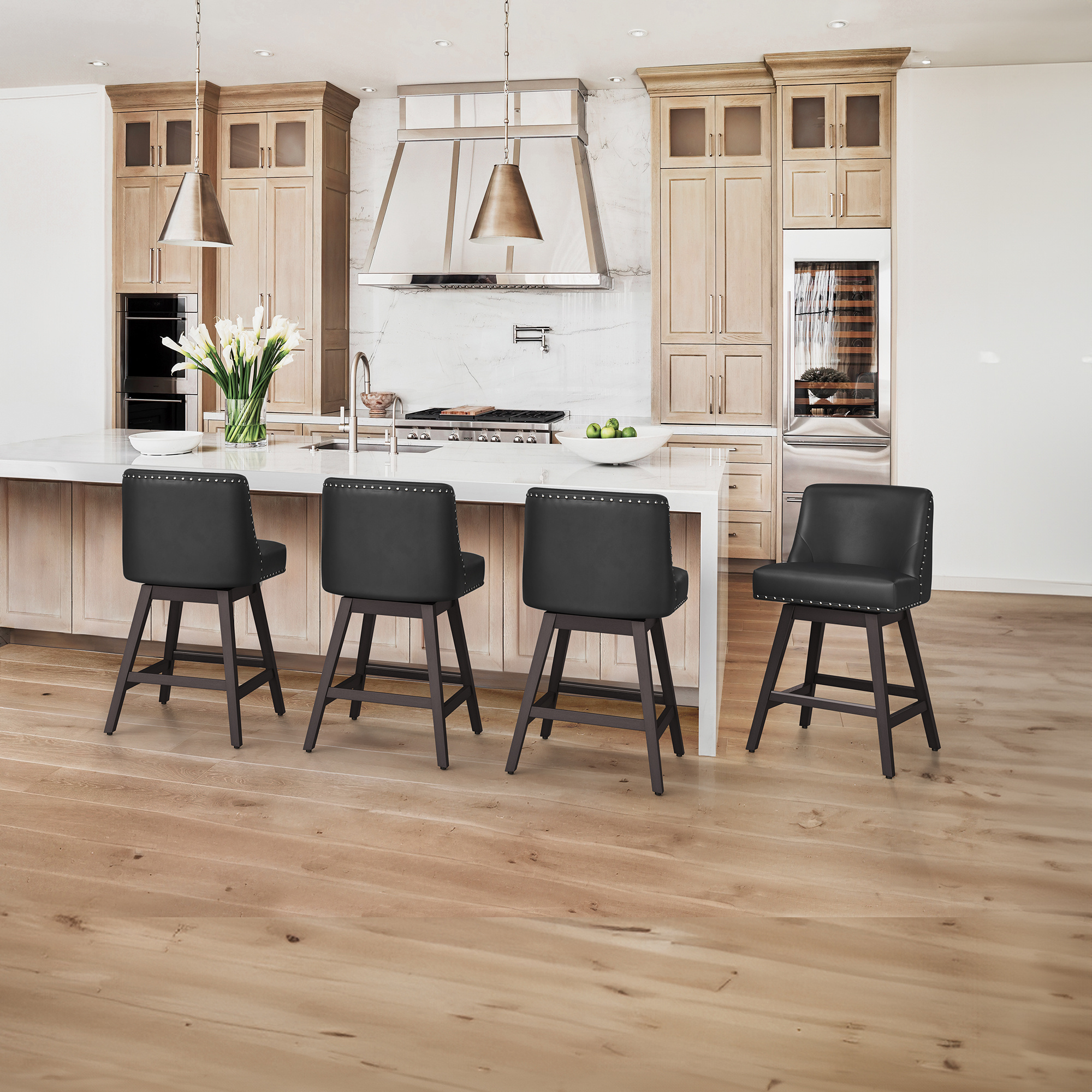 Bar Stools Chairs Swivel Counter Stools Back Solid Wood Legs - Temu