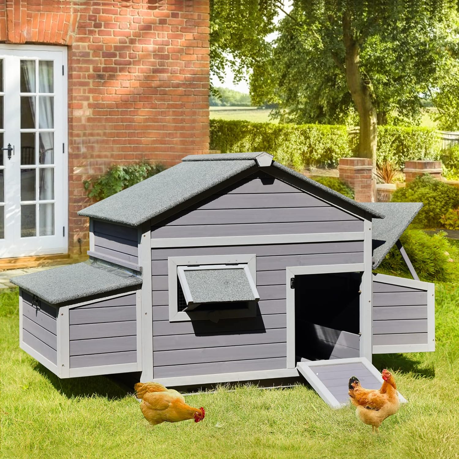 Chicken Coop Outdoor Poultry Cage Wooden Large - Temu