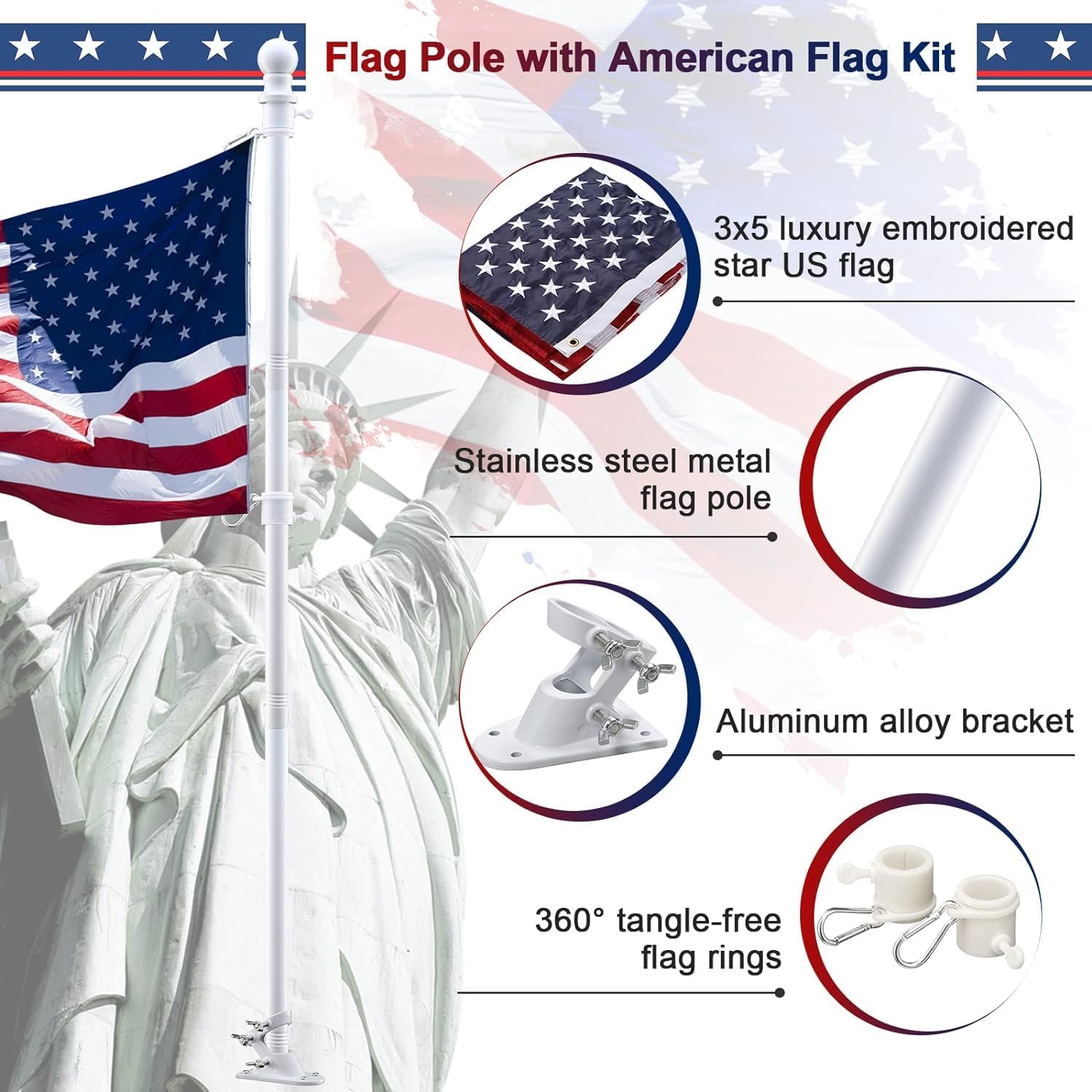 Flag Pole American Flag Free Flag Poles - Temu