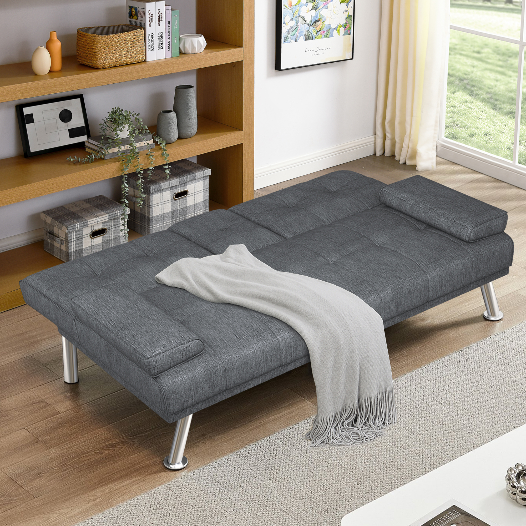 Sofá cama Futon Moderno Lino Convertible Reclinador Sillón - Temu