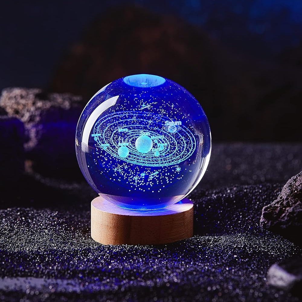 Night Light 3d Solar System Crystal Ball Night Light 3 15 Inch Galaxy ...