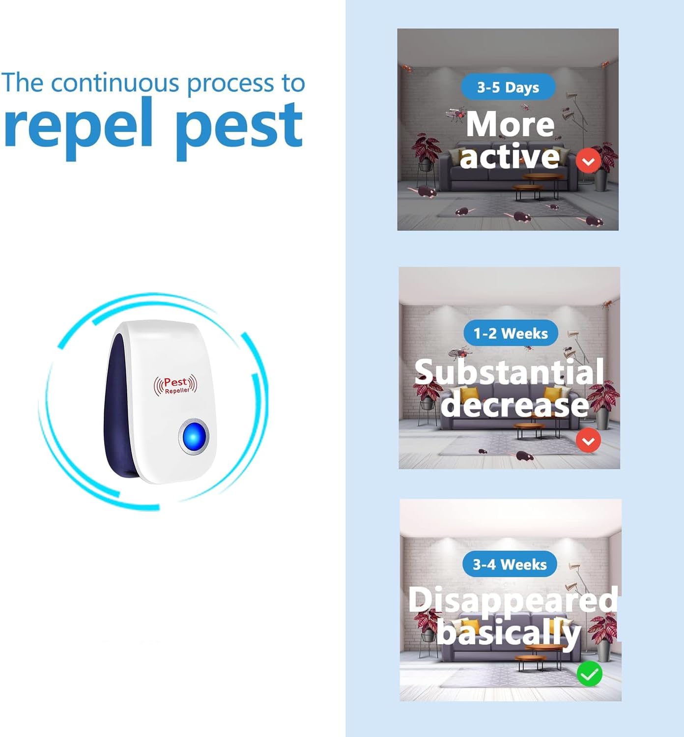 18 Pack Ultrasonic Pest Repeller Control Plug In Flea Rat Roach ...