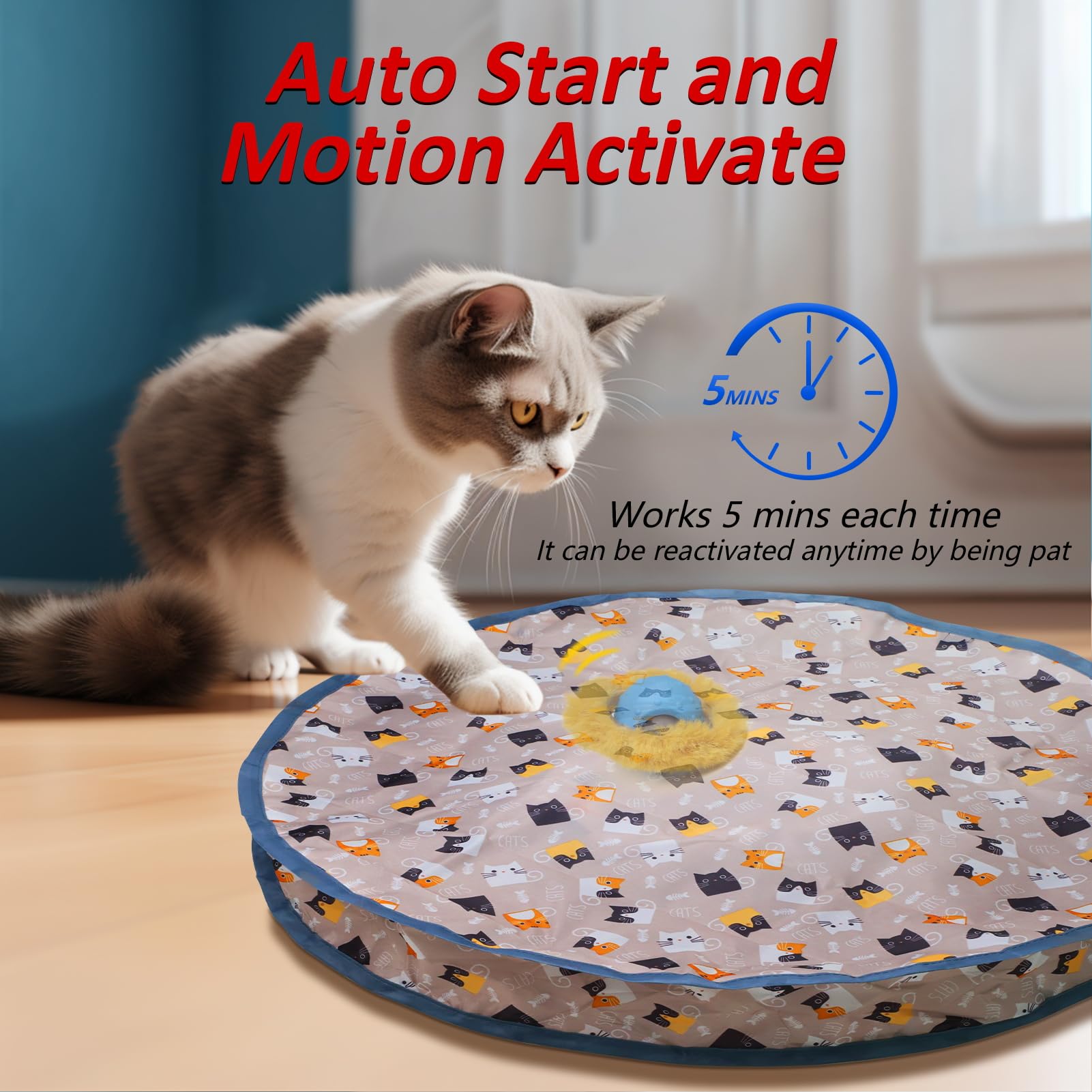 interactive cartoon cat toy fast rolling motion - Temu