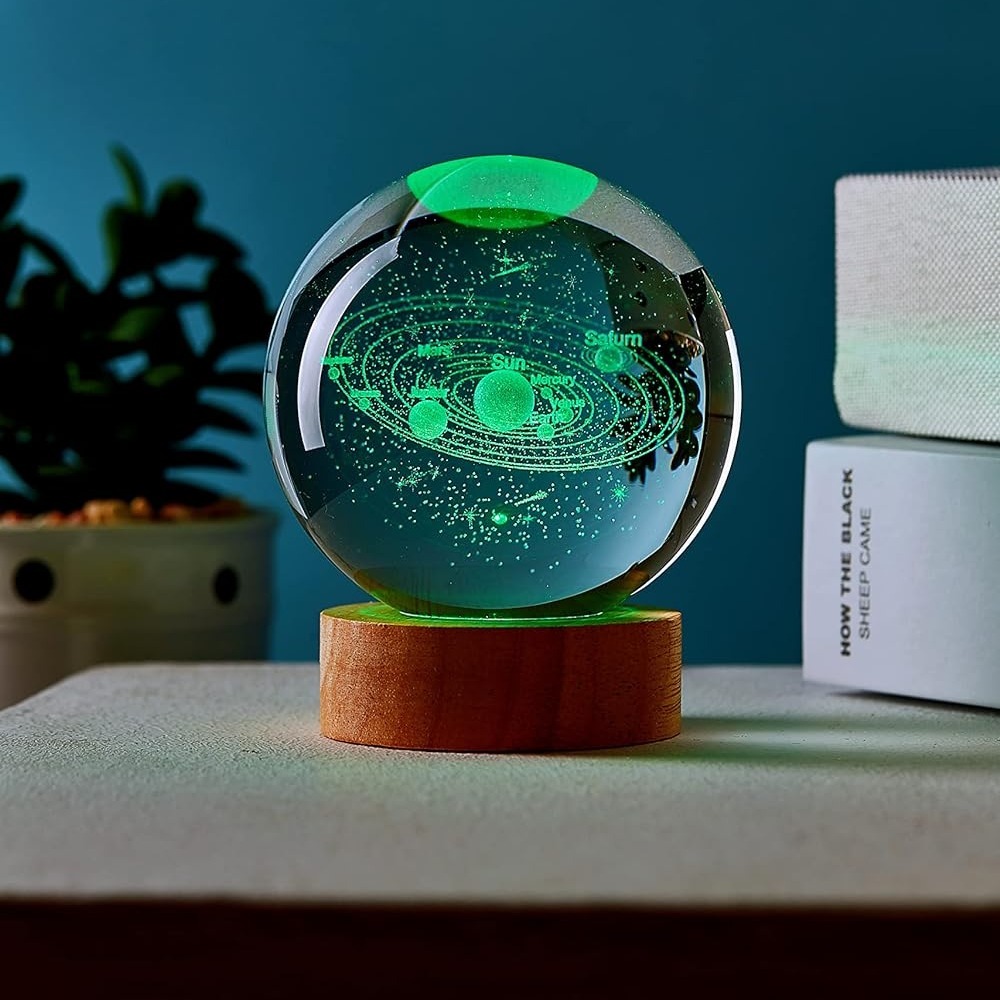 Night Light 3d Solar System Crystal Ball Night Light 3 15 Inch Galaxy ...